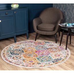 Teppich LIVABLISS "CUZCO", bunt, H:11mm Ø:160cm, Kunstfaser, Teppiche, Vintage Orientteppich, Kurzflor Boho Wohnzimmerteppich, Läufer