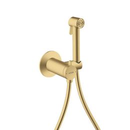 Hansgrohe AXOR Bidette Showers Bidette Duschkopf 29242250 1 Strahlart rund f&uuml;r Mischwasser mit Duschkopfhalterung und Duschschlauch 1,25 m, Brushed Gold Optic