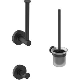 Ideal Standard IOM Accessoires Paket A9246XG Silk Black, Papierrollenhalter, Haken, WC-B&uuml;rste