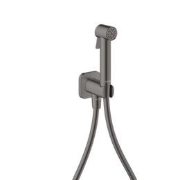 Hansgrohe AXOR Bidette Showers Bidette Duschkopf 29241330 1 Strahlart softsquare f&uuml;r Kaltwasser mit Duschkopfhalterung und Duschschlauch 1,25 m, Polished Black Chrome