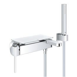 Grohe Plus Wannenarmatur 33547003 chrom, mit Brausegarnitur, Laminarstrahlregler, Wandmontage