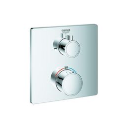 Grohe Grohtherm Fertigmontageset 24080000 chrom, UP-Wannen-Thermostat mit 2-Wege-Umstellung