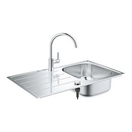 Grohe Einbauspüle-Set 31562SD1 86x50cm, 1 Becken, mit Einhebel-Spültischarmatur, Edelstahl