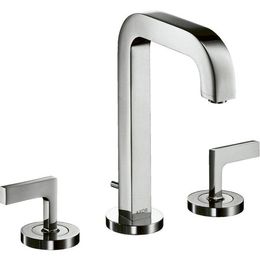 Hansgrohe Axor Citterio 170 3-Loch-Waschtischarmatur 39135000 mit Ausladung 140mm, Zugstangen-Ablaufgarnitur, chrom