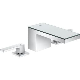 Hansgrohe Axor MyEdition Waschtisch-3-Loch-Armatur 47050000 Ausladung 151 mm, mit Push-Open Ablaufgarnitur, chrom/Spiegelglas
