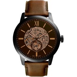 Automatikuhr Fossil "TOWNSMAN Automatic", braun, Armbanduhren, Herren, Armbanduhr, Herrenuhr, mechanische Uhr, Lederarmband