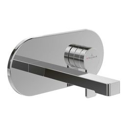 Villeroy & Boch Villeroy und Boch Architectura Waschtischarmatur TVW10311211061 mit Push-Open-Ablaufgarnitur, Wandmontage, chrom