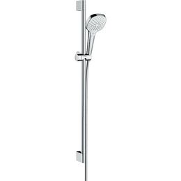 Hansgrohe Croma Select E Vario Brause Set 26593400 EcoSmart, weiss chrom, m 90 cm Stange Unica Croma