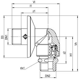Aalberts SEPP Safe Wandanschlussbogen 0005953 DN 15, Winkelform, mit R&uuml;ckflussverhinderer, Rohrbel&uuml;fter, Messing verchromt