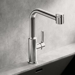 Hansa HansaRONDA K&uuml;chenarmatur 54912283 Ausziehbrause, Hebel seitlich, schwenkbar, 2-strahlig, Ausladung 221mm, chrom