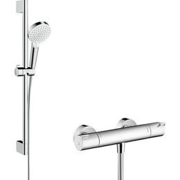 Hansgrohe Crometta Vario Brauseset 27812400 weiss/chrom, 65 cm Stange, Ecostat 1001 CL
