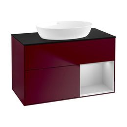 Villeroy & Boch Villeroy und Boch Finion Waschtischunterschrank FA22GJHB 100cm, Abdeckplatte black matt, Regale Light grey matt lacquer, Peony Matt