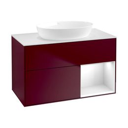 Villeroy & Boch Villeroy und Boch Finion Waschtischunterschrank FA21GFHB 100cm, Abdeckplatte white matt, Regale Glossy white lacquer, Peony Matt