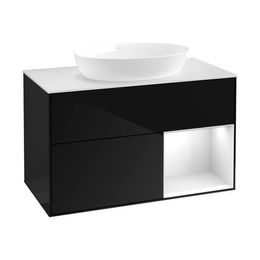 Villeroy & Boch Villeroy und Boch Finion Waschtischunterschrank FA21GFPH 100cm, Abdeckplatte white matt, Regale Glossy white lacquer, Glossy Black Lacquer