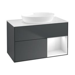 Villeroy & Boch Villeroy und Boch Finion Waschtischunterschrank FA21GFHG 100cm, Abdeckplatte white matt, Regale Glossy white lacquer, Midnight Blue Matt Lacquer