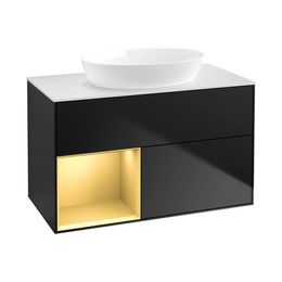 Villeroy & Boch Villeroy und Boch Finion Waschtischunterschrank GA11HFPD 100cm, Abdeckplatte white matt, Emotion, Regale Gold matt lacquer, Black matt lacquer