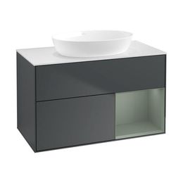 Villeroy & Boch Villeroy und Boch Finion Waschtischunterschrank FA21GMHG 100cm, Abdeckplatte white matt, Regale Olive matt lacquer, Midnight Blue Matt Lacquer