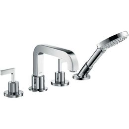 Hansgrohe Axor Citterio Fertigmontageset 39454000 4-Loch-Fliesenrandarmatur, mit Hebelgriffen, Rosetten, chrom
