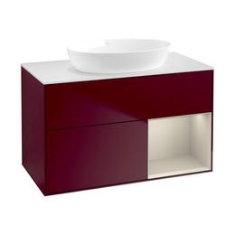 Villeroy & Boch Villeroy und Boch Finion Waschtischunterschrank FA21HHHB 100cm, Abdeckplatte white matt, Regale sand matt lacquer, Peony Matt