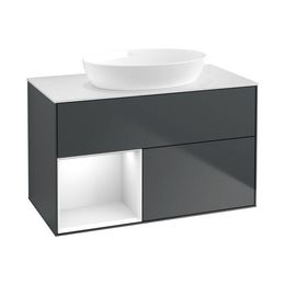 Villeroy & Boch Villeroy und Boch Finion Waschtischunterschrank GA11GFHG 100cm, Abdeckplatte white matt, Emotion, Regale Glossy white lacquer, Midnight Blue Matt Lacquer