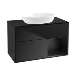 Villeroy & Boch Villeroy und Boch Finion Waschtischunterschrank GA22PDPD 100cm, Abdeckplatte black matt, Emotion, Regale Black matt lacquer, Black matt lacquer