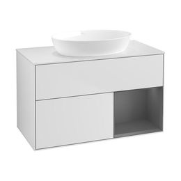 Villeroy & Boch Villeroy und Boch Finion Waschtischunterschrank FA21GKMT 100cm, Abdeckplatte white matt, Regale Anthracite matt lacquer, White matt lacquer