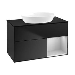Villeroy & Boch Villeroy und Boch Finion Waschtischunterschrank FA22GJPD 100cm, Abdeckplatte black matt, Regale Light grey matt lacquer, Black matt lacquer