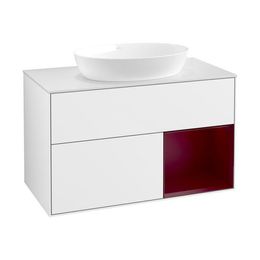 Villeroy & Boch Villeroy und Boch Finion Waschtischunterschrank FA21HBGF 100cm, Abdeckplatte white matt, Regale Peony matt lacquer, Glossy white lacquer