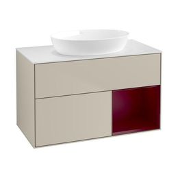 Villeroy & Boch Villeroy und Boch Finion Waschtischunterschrank FA21HBHH 100cm, Abdeckplatte white matt, Regale Peony matt lacquer, Sand Matt Lacquer