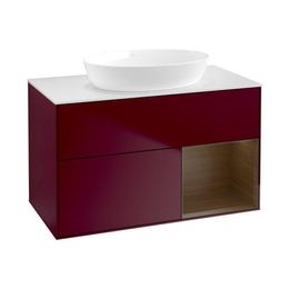 Villeroy & Boch Villeroy und Boch Finion Waschtischunterschrank GA21GNHB 100cm, Abdeckplatte white matt, Emotion, Regale Walnut Veneer, Peony Matt