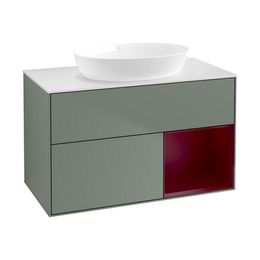 Villeroy & Boch Villeroy und Boch Finion Waschtischunterschrank FA21HBGM 100cm, Abdeckplatte white matt, Regale Peony matt lacquer, Olive Matt Lacquer