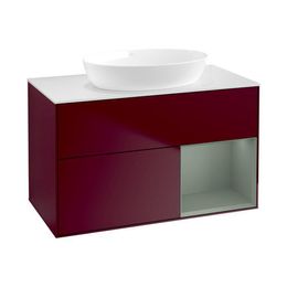 Villeroy & Boch Villeroy und Boch Finion Waschtischunterschrank GA21GMHB 100cm, Abdeckplatte white matt, Emotion, Regale Olive matt lacquer, Peony Matt
