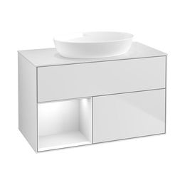 Villeroy & Boch Villeroy und Boch Finion Waschtischunterschrank GA11GFMT 100cm, Abdeckplatte white matt, Emotion, Regale Glossy white lacquer, White matt lacquer