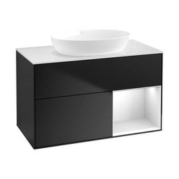 Villeroy & Boch Villeroy und Boch Finion Waschtischunterschrank FA21MTPD 100cm, Abdeckplatte white matt, Regale White matt lacquer, Black matt lacquer