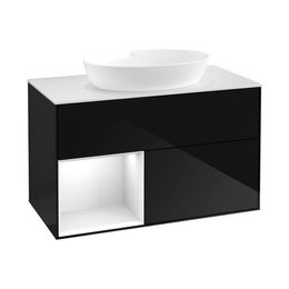 Villeroy & Boch Villeroy und Boch Finion Waschtischunterschrank GA11GFPH 100cm, Abdeckplatte white matt, Emotion, Regale Glossy white lacquer, Glossy Black Lacquer
