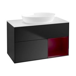 Villeroy & Boch Villeroy und Boch Finion Waschtischunterschrank FA21HBPD 100cm, Abdeckplatte white matt, Regale Peony matt lacquer, Black matt lacquer