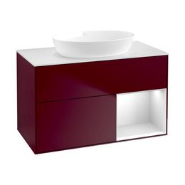 Villeroy & Boch Villeroy und Boch Finion Waschtischunterschrank FA21MTHB 100cm, Abdeckplatte white matt, Regale White matt lacquer, Peony Matt