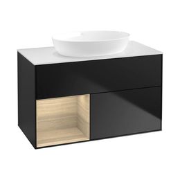 Villeroy & Boch Villeroy und Boch Finion Waschtischunterschrank GA11PCPD 100cm, Abdeckplatte white matt, Emotion, Regale Oak Veneer, Black matt lacquer