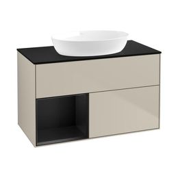 Villeroy & Boch Villeroy und Boch Finion Waschtischunterschrank GA12PDHH 100cm, Abdeckplatte black matt, Emotion, Regale Black matt lacquer, Sand Matt Lacquer
