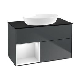 Villeroy & Boch Villeroy und Boch Finion Waschtischunterschrank GA12MTHG 100cm, Abdeckplatte black matt, Emotion, Regale White matt lacquer, Midnight Blue Matt Lacquer