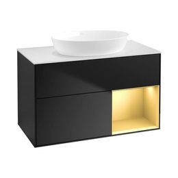Villeroy & Boch Villeroy und Boch Finion Waschtischunterschrank GA21HFPD 100cm, Abdeckplatte white matt, Emotion, Regale Gold matt lacquer, Black matt lacquer