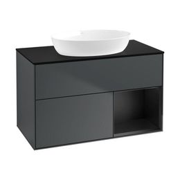 Villeroy & Boch Villeroy und Boch Finion Waschtischunterschrank FA22PDHG 100cm, Abdeckplatte black matt, Regale Black matt lacquer, Midnight Blue Matt Lacquer