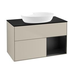 Villeroy & Boch Villeroy und Boch Finion Waschtischunterschrank FA22PDHH 100cm, Abdeckplatte black matt, Regale Black matt lacquer, Sand Matt Lacquer