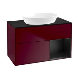 Villeroy & Boch Villeroy und Boch Finion Waschtischunterschrank FA22PDHB 100cm, Abdeckplatte black matt, Regale Black matt lacquer, Peony Matt