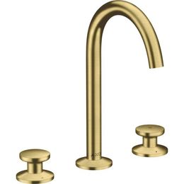 Hansgrohe Axor One 3-Loch-Waschtischarmatur 48070950 Ausladung 140mm, mit Push-Open-Ablaufgarnitur, brushed brass