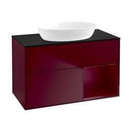 Villeroy & Boch Villeroy und Boch Finion Waschtischunterschrank FA22HBHB 100cm, Abdeckplatte black matt, Regale Peony matt lacquer, Peony Matt
