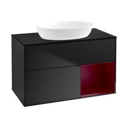 Villeroy & Boch Villeroy und Boch Finion Waschtischunterschrank FA22HBPD 100cm, Abdeckplatte black matt, Regale Peony matt lacquer, Black matt lacquer