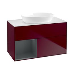 Villeroy & Boch Villeroy und Boch Finion Waschtischunterschrank GA11HGHB 100cm, Abdeckplatte white matt, Emotion, Regale Midnight matt lacquer, Peony Matt