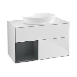 Villeroy & Boch Villeroy und Boch Finion Waschtischunterschrank GA11HGMT 100cm, Abdeckplatte white matt, Emotion, Regale Midnight matt lacquer, White matt lacquer