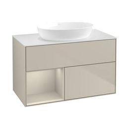 Villeroy & Boch Villeroy und Boch Finion Waschtischunterschrank GA11HHHH 100cm, Abdeckplatte white matt, Emotion, Regale sand matt lacquer, Sand Matt Lacquer